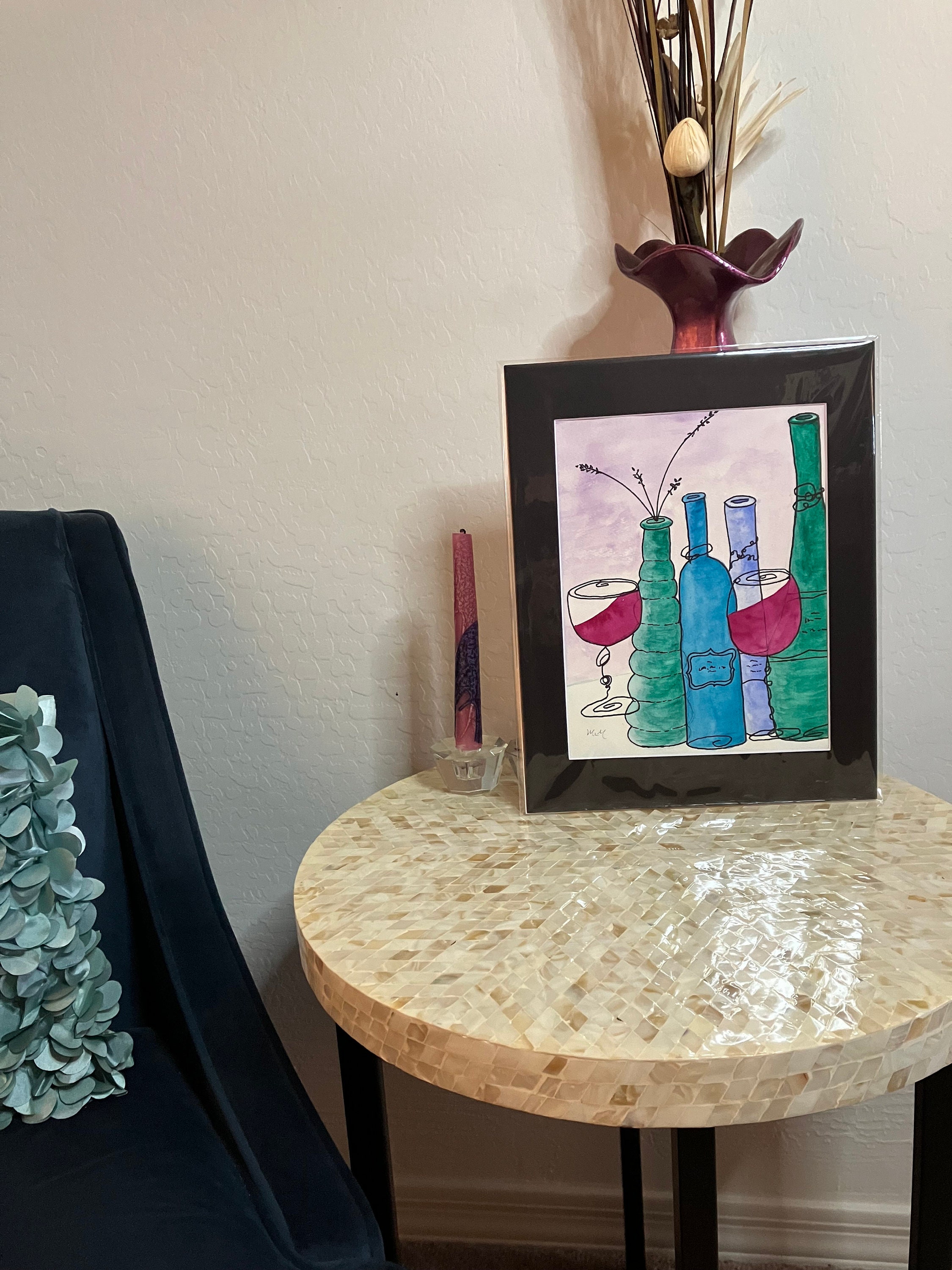 Bar Watercolor Art, Wine Theme Painting, Colorful Bottle Original Art ...