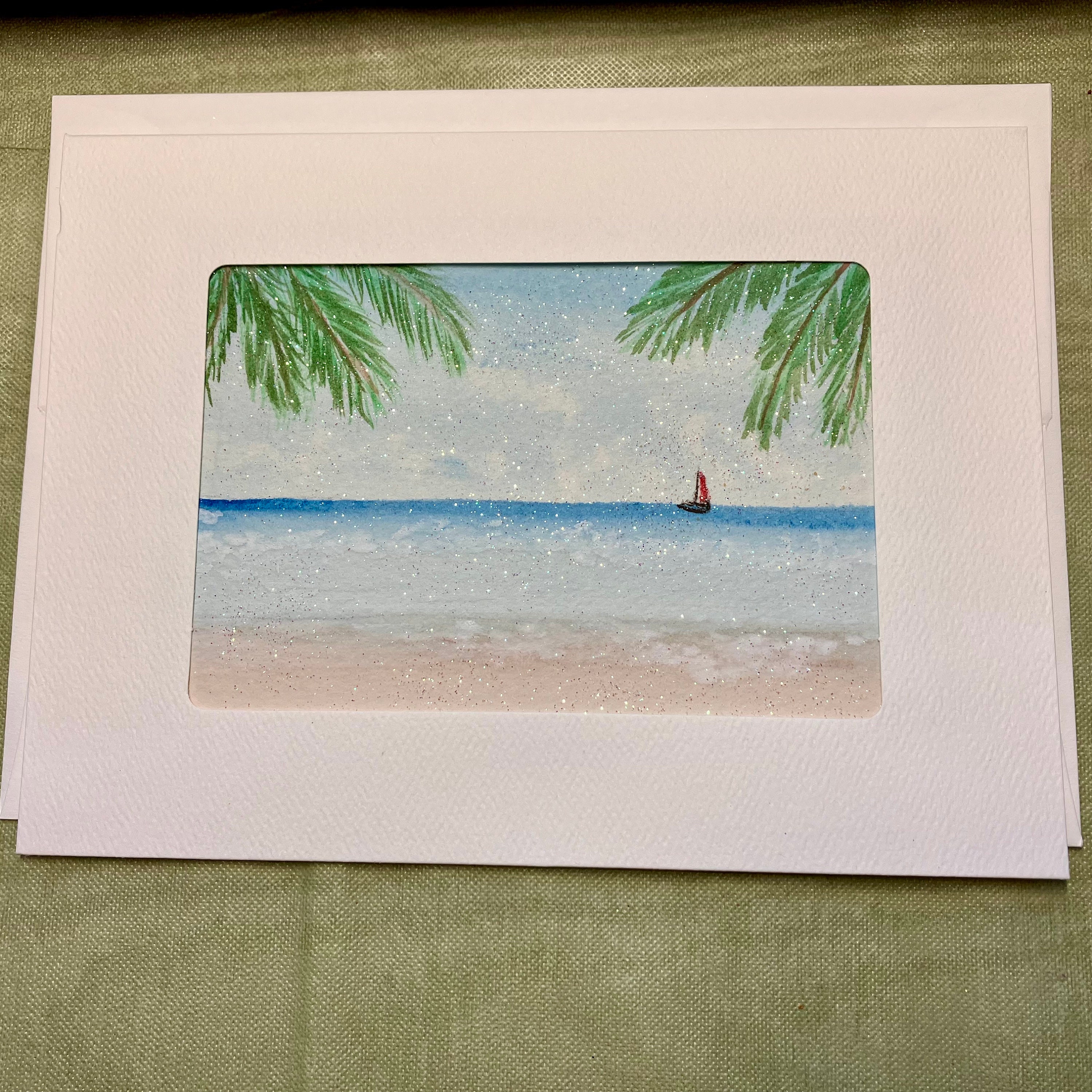 Hand Painted Beach Frameable Greeting Cards, Nature Inspired Colorful ...