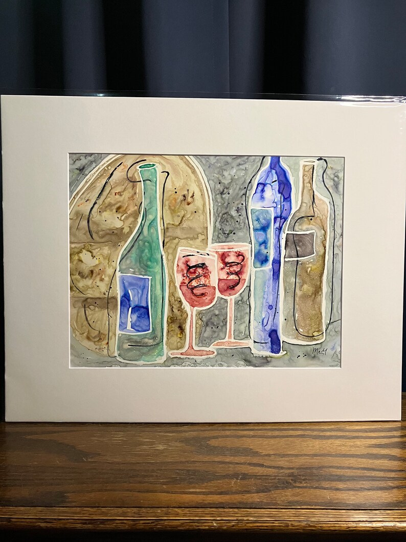 Wine Theme Art, Wine Bottle Painting, Semi Abstract Original Art, Semi ...