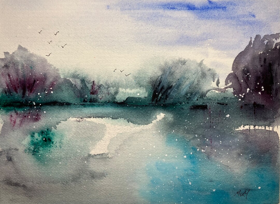 Semi Abstract Landscape Art Giclee Print Colorful Original Watercolor ...