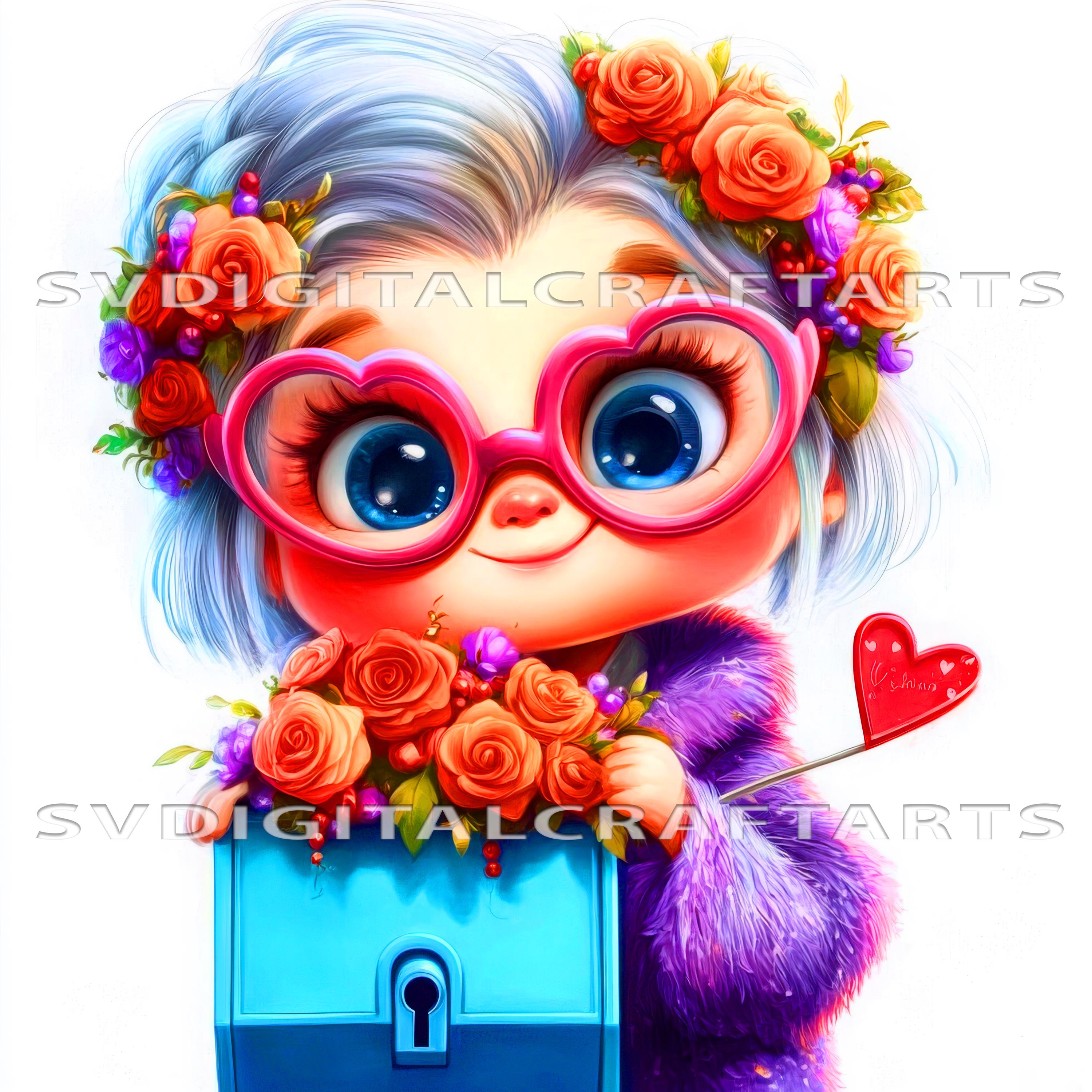 Old Lady & Valentine's Day Clipart 72JPG Grandma in Love Valentine's ...