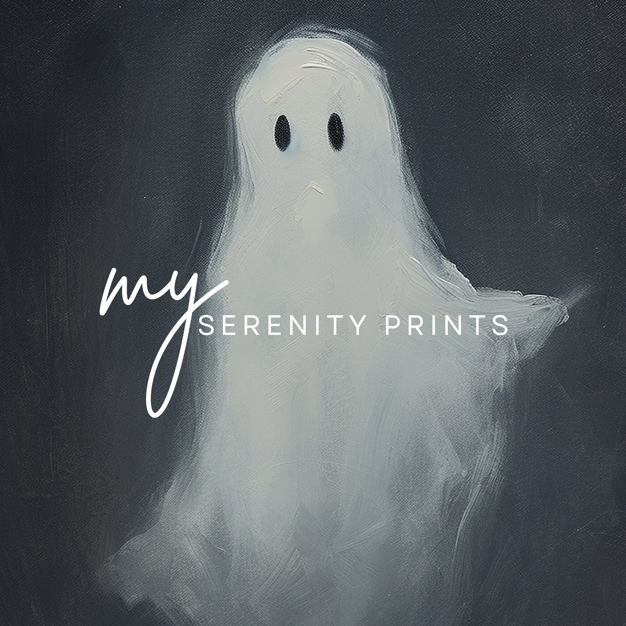Minimal Ghost and Abstract Painting, Halloween Wall Art, Spooky Season ...
