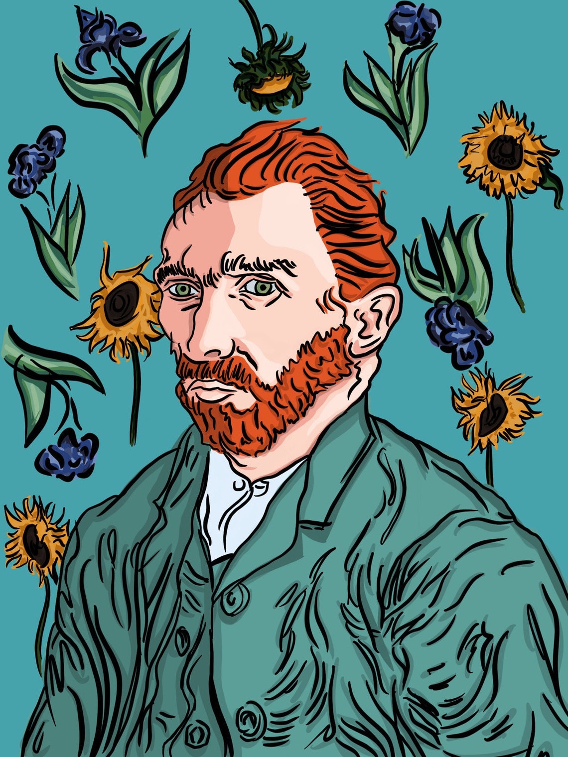 Van Gogh Digital Drawing Dijital çizim Portrait Portre - Etsy