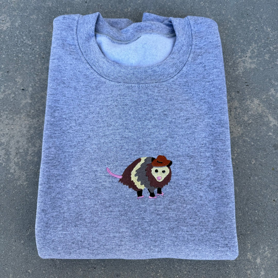 Cowboy Possum Embroidered Sweatshirt, Funny Sweater, Possum Lover ...