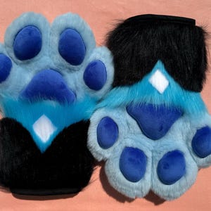Puffy Fursuit Paws, Blue and Black, Mochi Paw Pads - Etsy