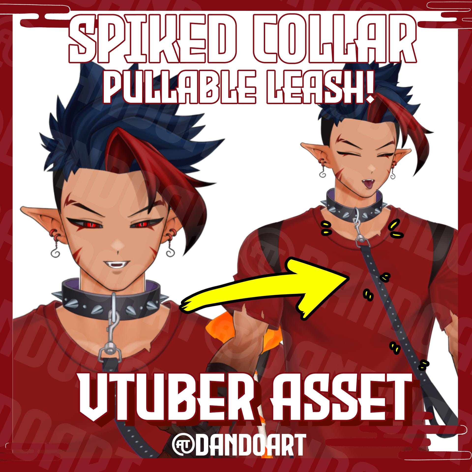 Spiked Collar and Leash Animated Vtuber Asset - Etsy