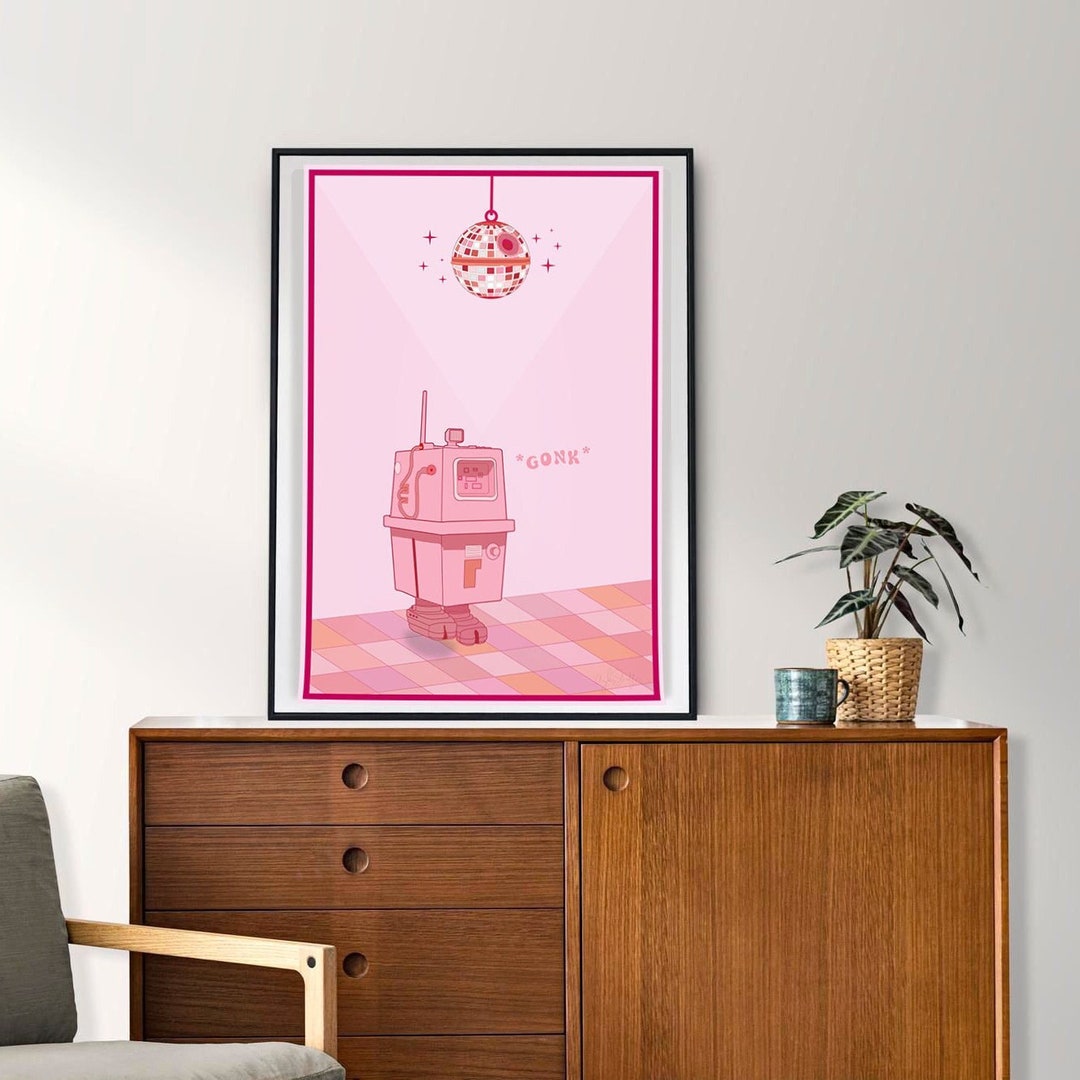 Pink Disco Droid Poster | Star Wars Inspired | Mid Century Modern ...