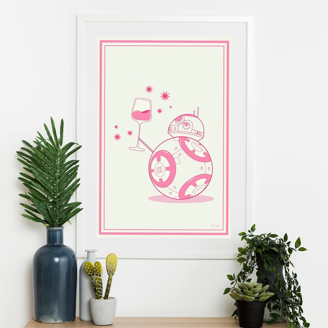 Pink BB8 Print, Star Wars Inspired Nerdy Decor (digital Download) - Etsy