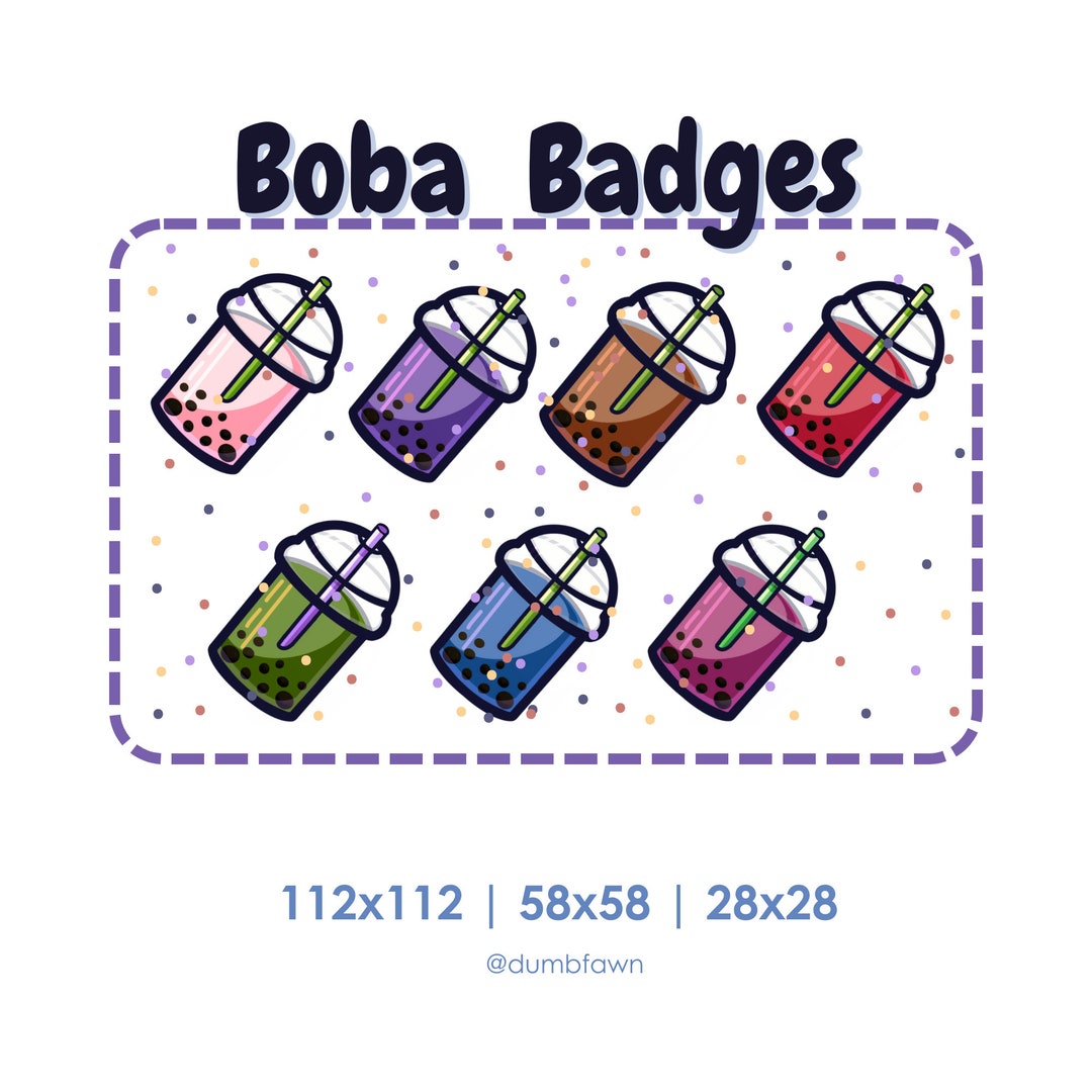 Kawaii Bubble Milk Tea Boba Badges Twitch Subscriber Bit Badge Channel ...