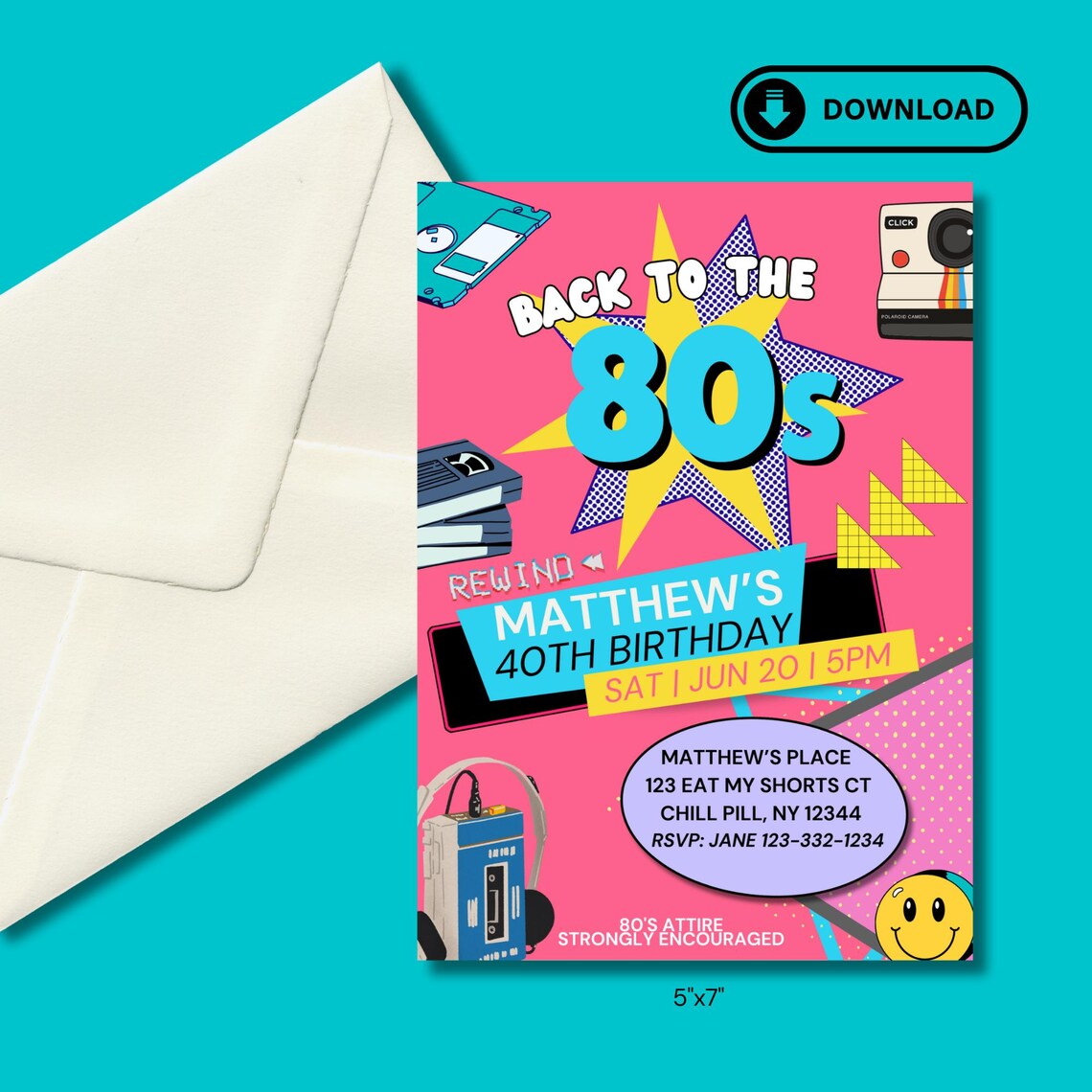 Editable Party Invitation for 80s Party, Throwback Party, Back to the ...