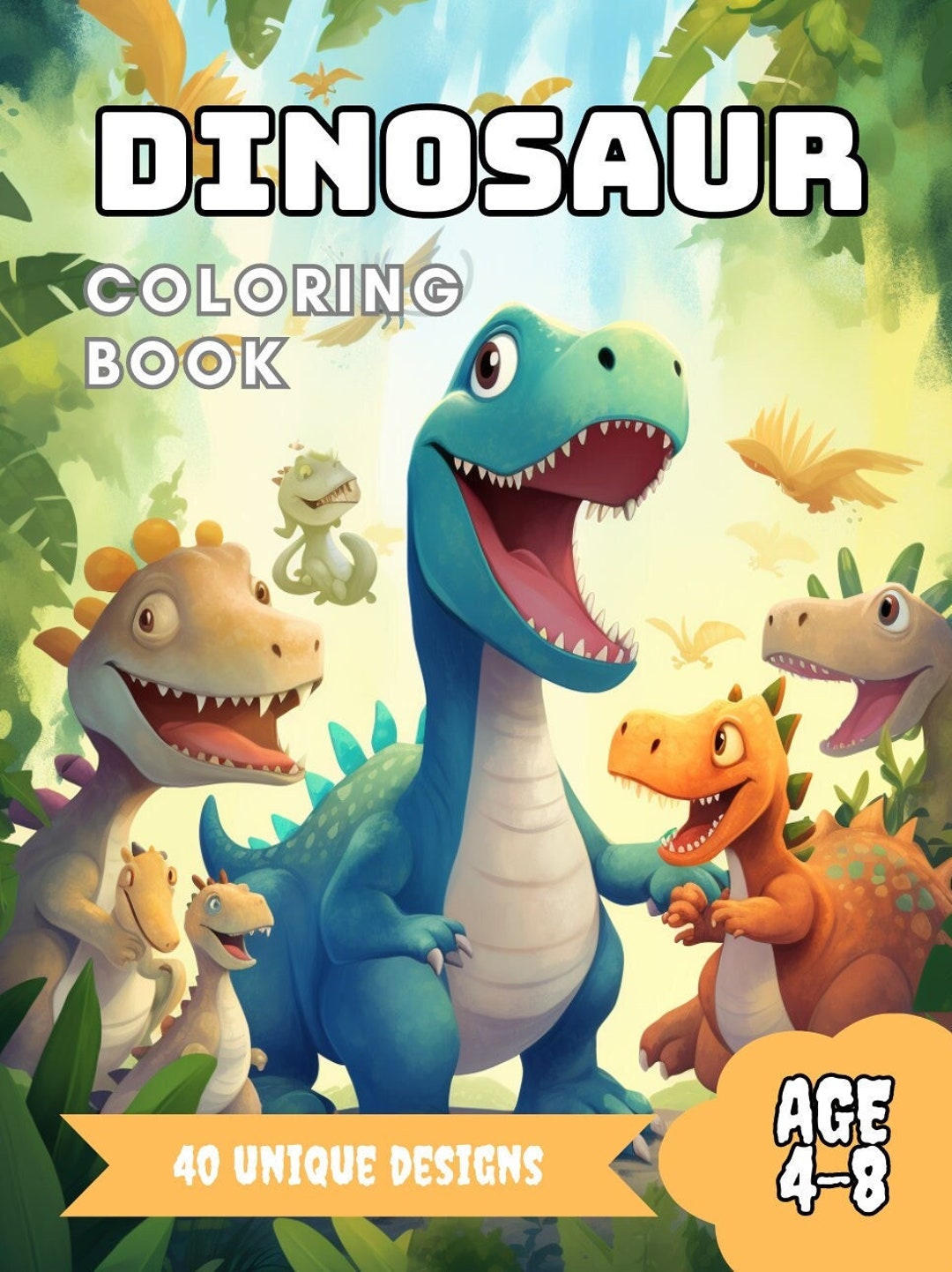 Cute Dinosaur Coloring Book: Adorable and Fun Dinosaur Characters for ...
