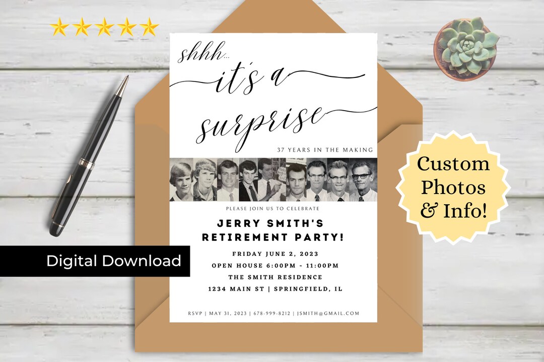 Custom Retirement Party Invitation- Digital Download - Etsy