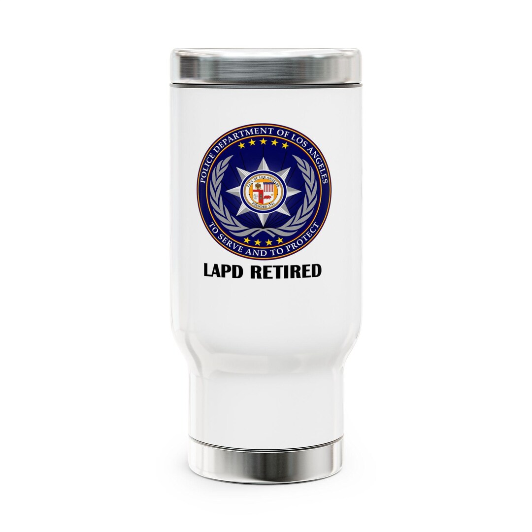 LAPD RETIRED Stainless Steel Travel Mug With Handle, 14oz - Etsy