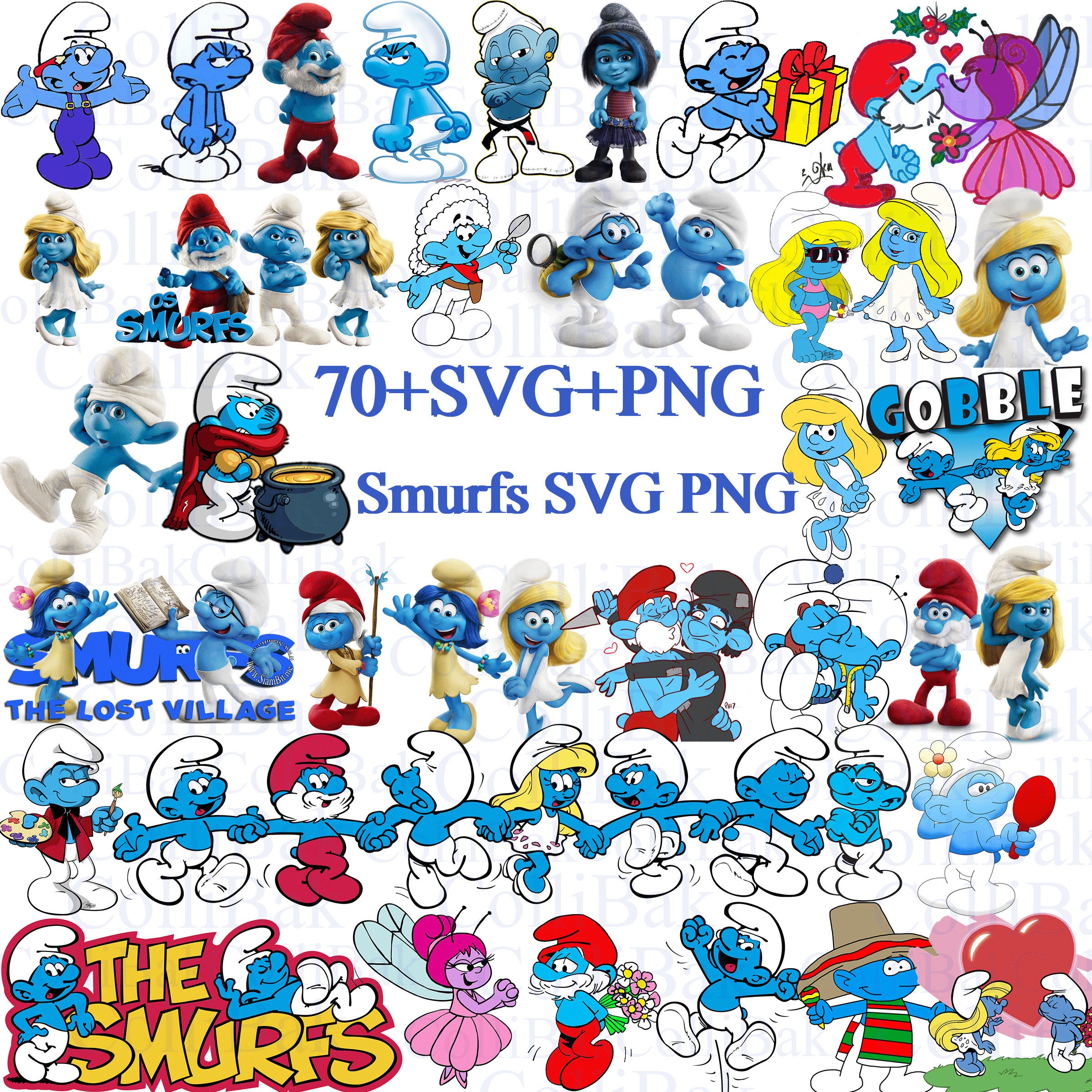 Smurfs SVG Bundle Smurfs Font SVG Files Smurfs Birthday - Etsy