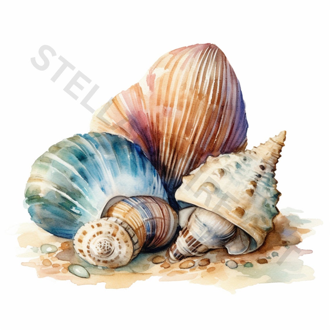 Watercolor Seashells Clipart - 8 High Quality Pngs - Digital Download ...
