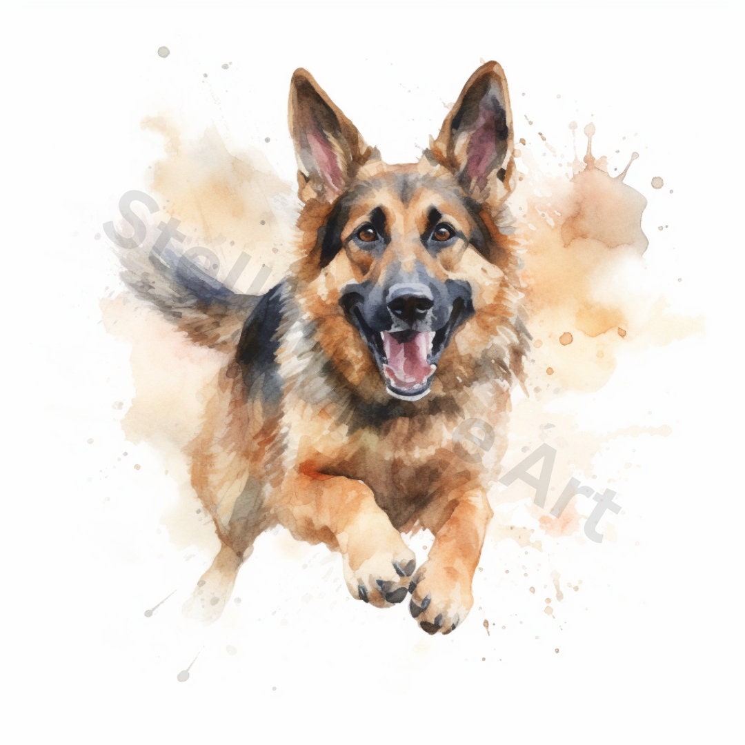 Watercolor German Shepherd Clipart - 8 High Quality Pngs - Digital ...