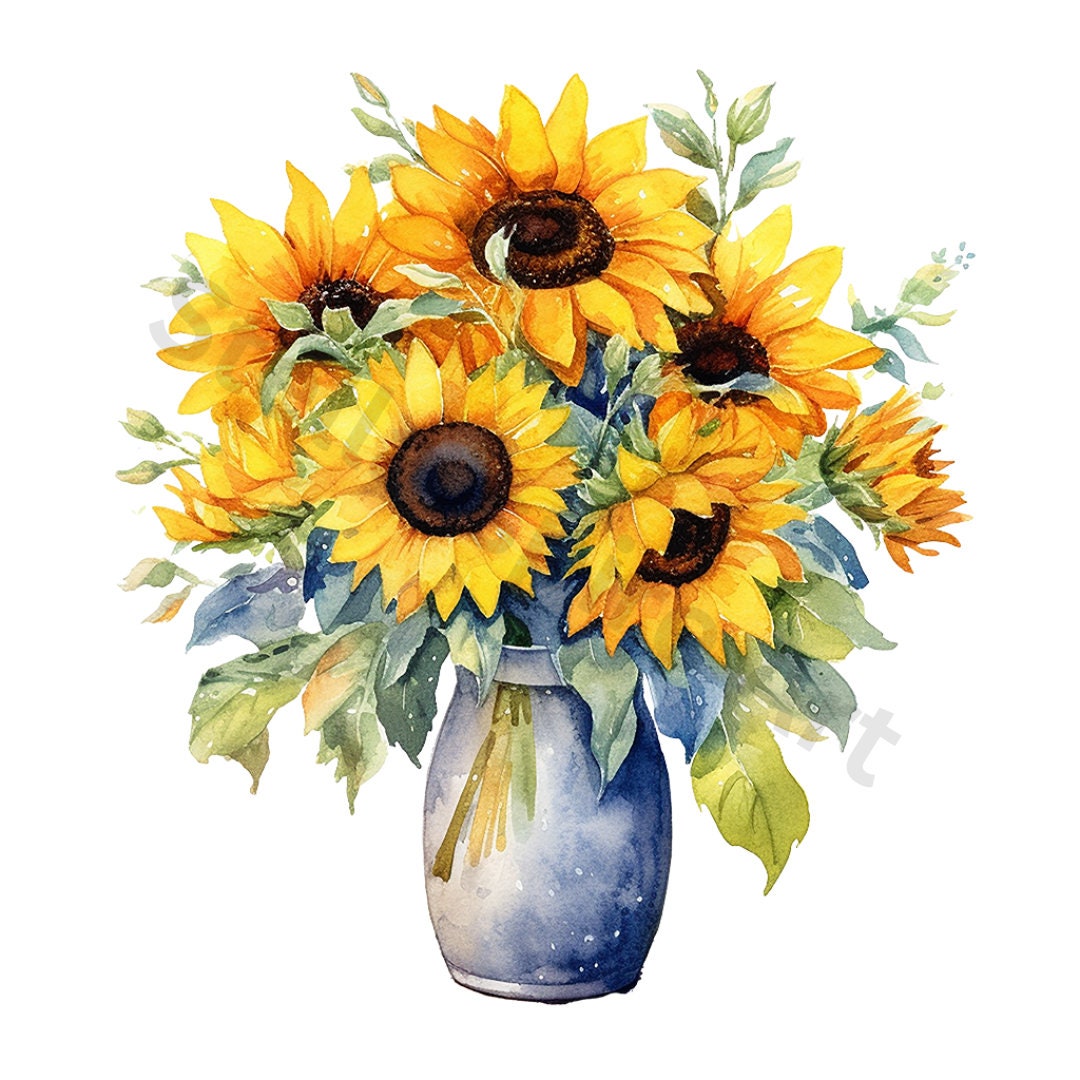 Watercolor Sunflowers Clipart - 8 High Quality Pngs - Digital Download ...