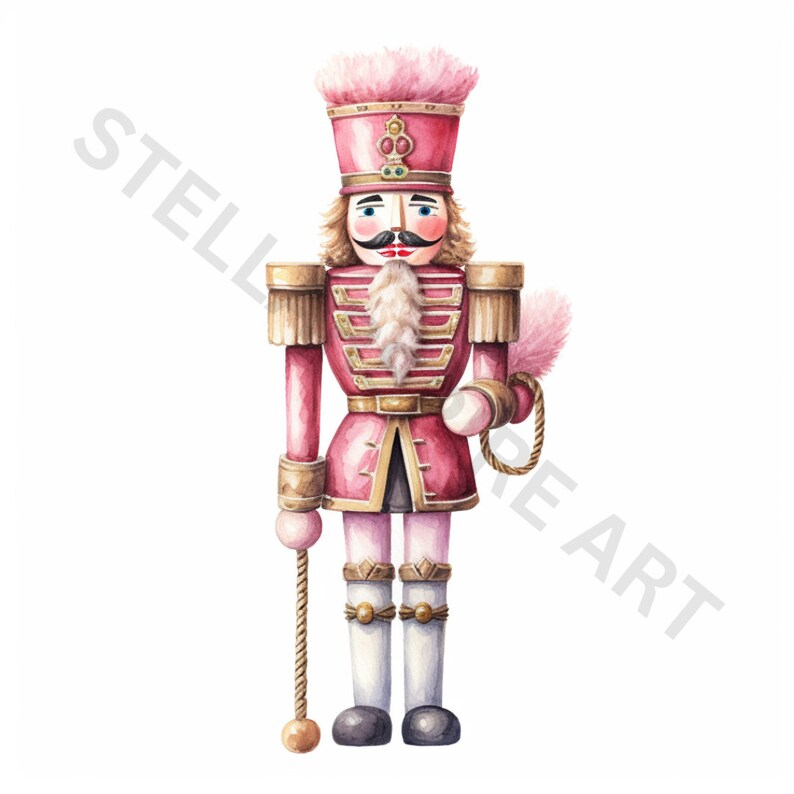Watercolor Pink Christmas Nutcracker Clipart - 8 High Quality Pngs ...