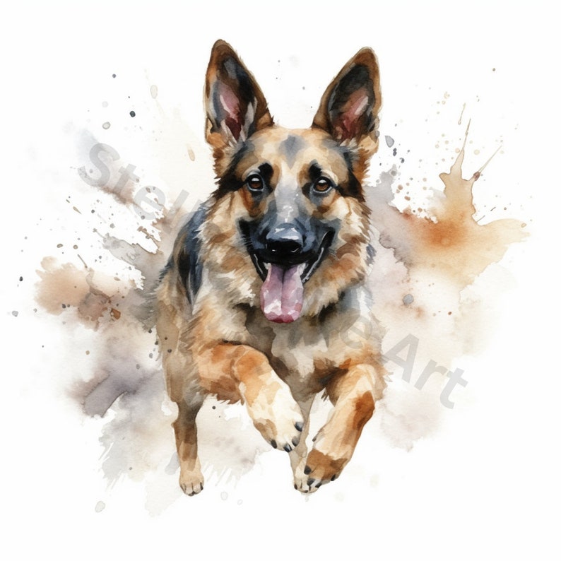 Watercolor German Shepherd Clipart - 8 High Quality Pngs - Digital ...