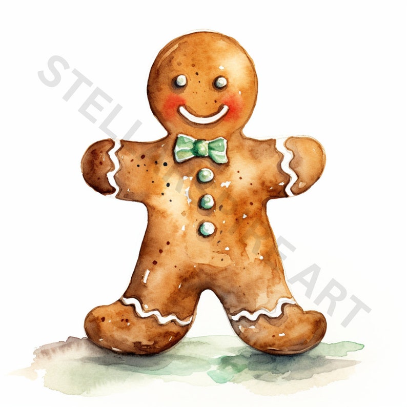 Watercolor Gingerbread Man- 8 High Quality Pngs - Digital Download ...