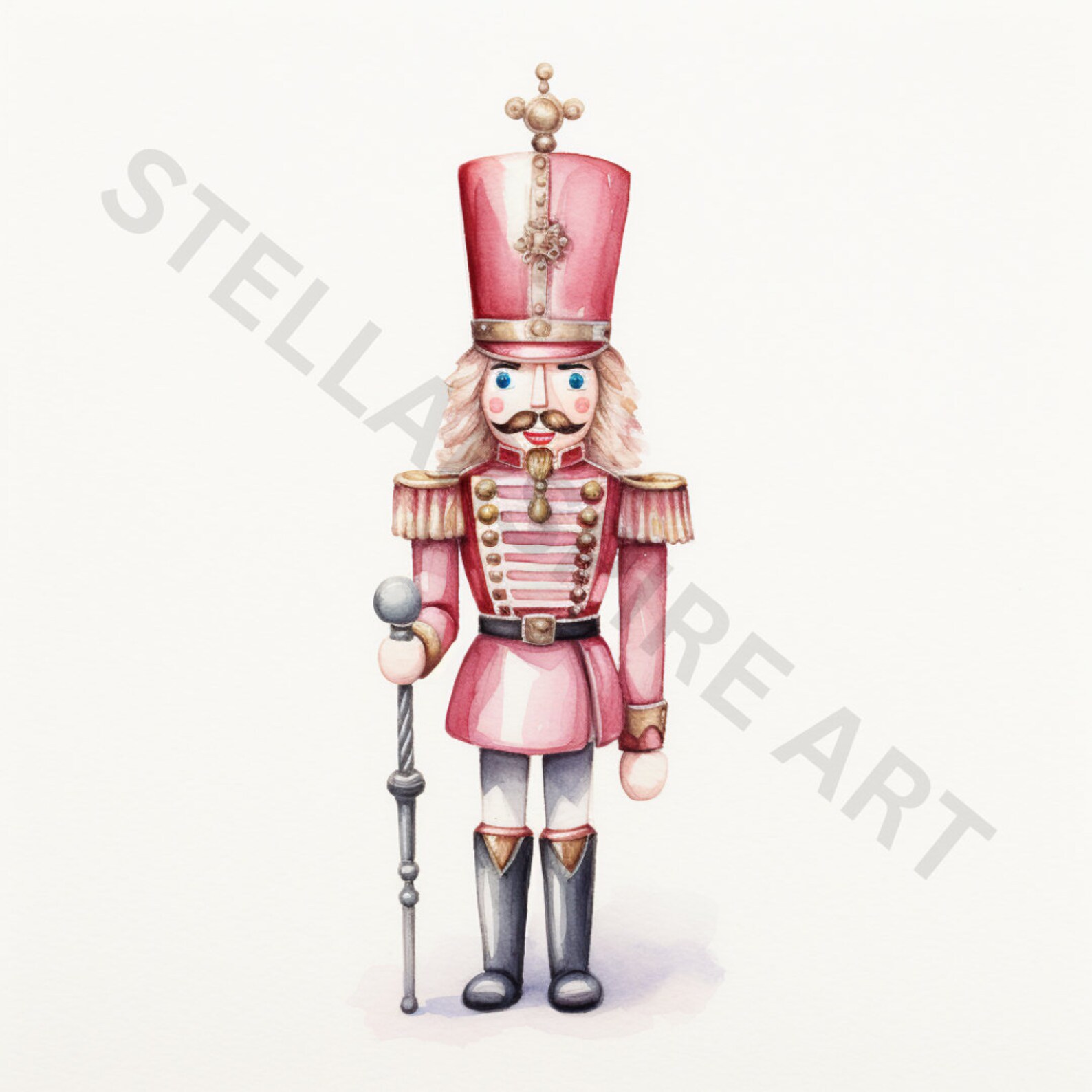Watercolor Pink Christmas Nutcracker Clipart - 8 High Quality Pngs ...