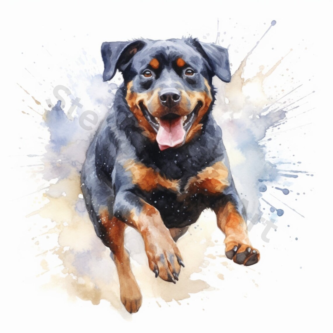 Watercolor Rottweiler Clipart 8 High Quality Pngs Digital Download for ...