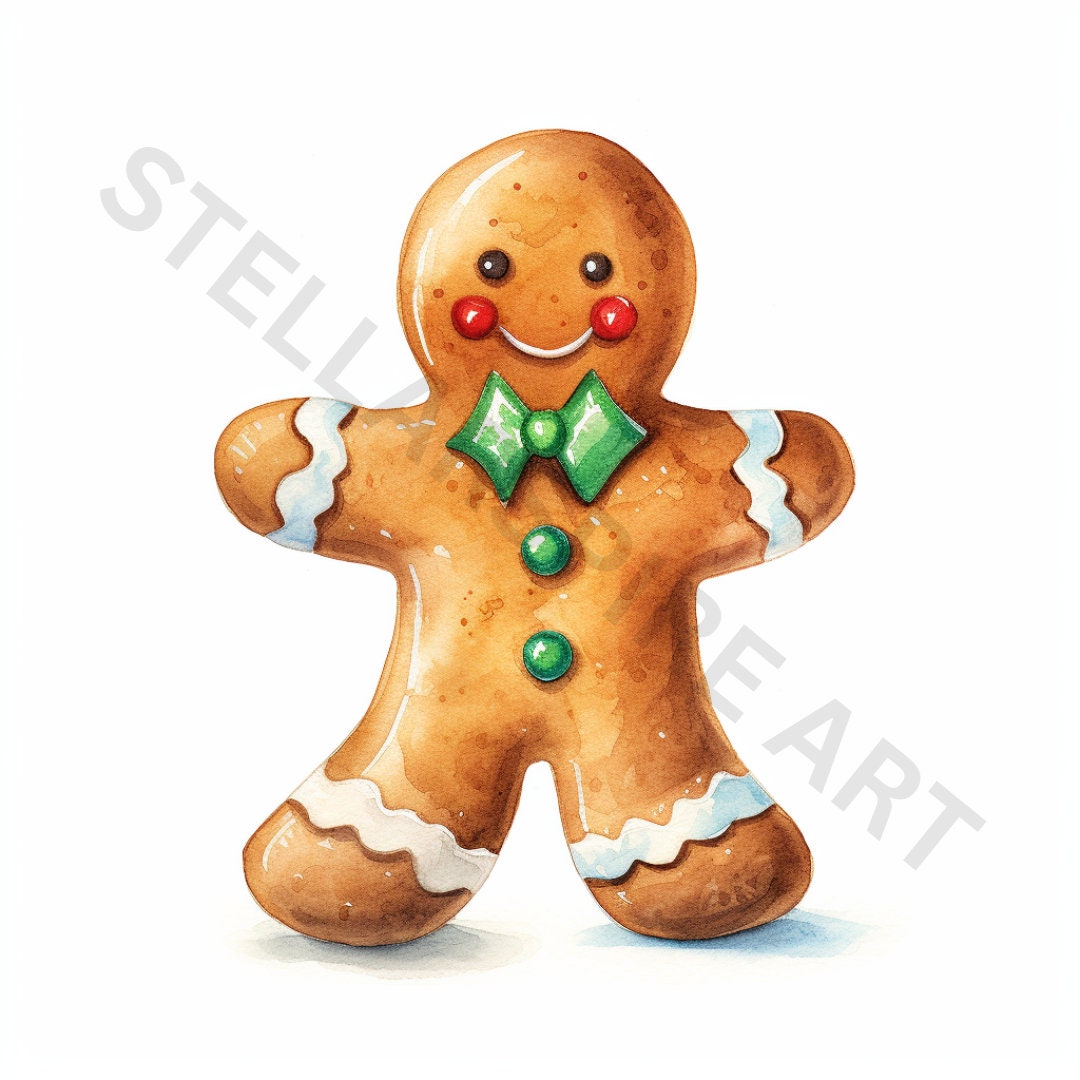 Watercolor Gingerbread Man- 8 High Quality Pngs - Digital Download ...