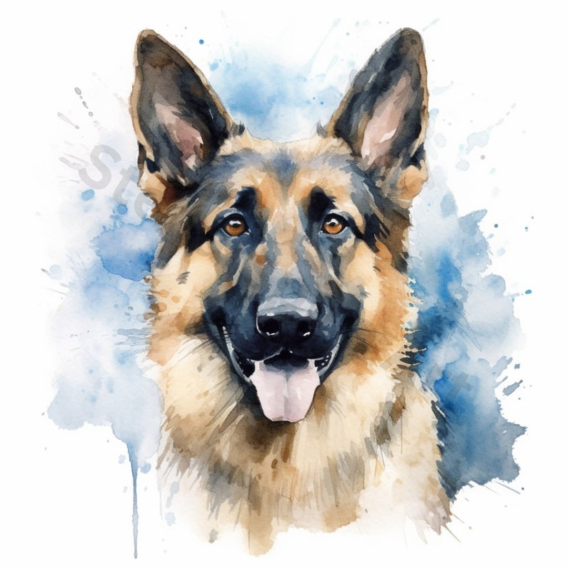 Watercolor German Shepherd Clipart - 8 High Quality Pngs - Digital ...