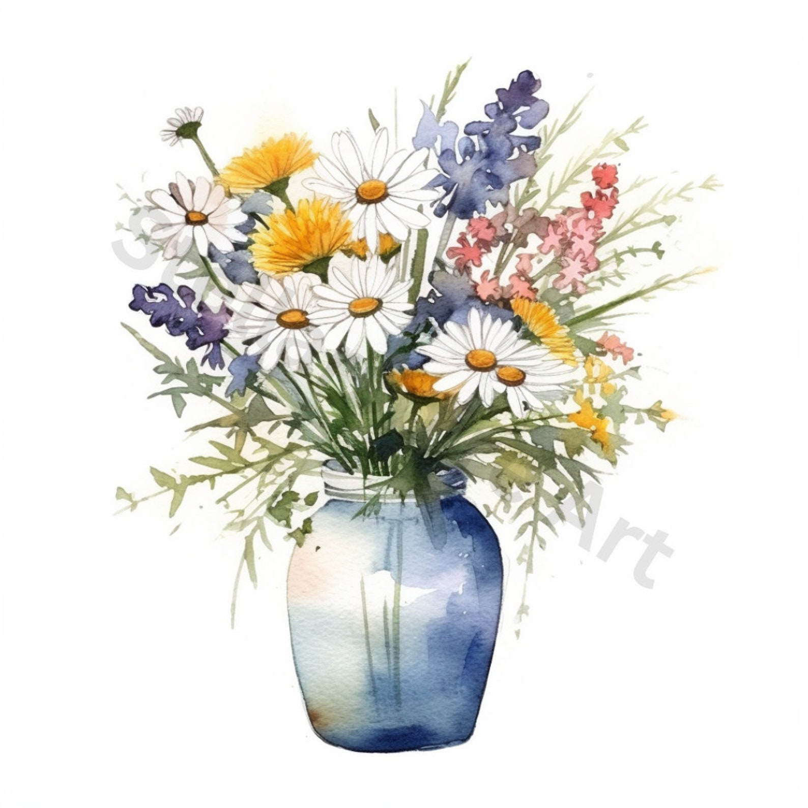Watercolor Wildflowers Clipart - 8 High Quality Pngs - Digital Download ...