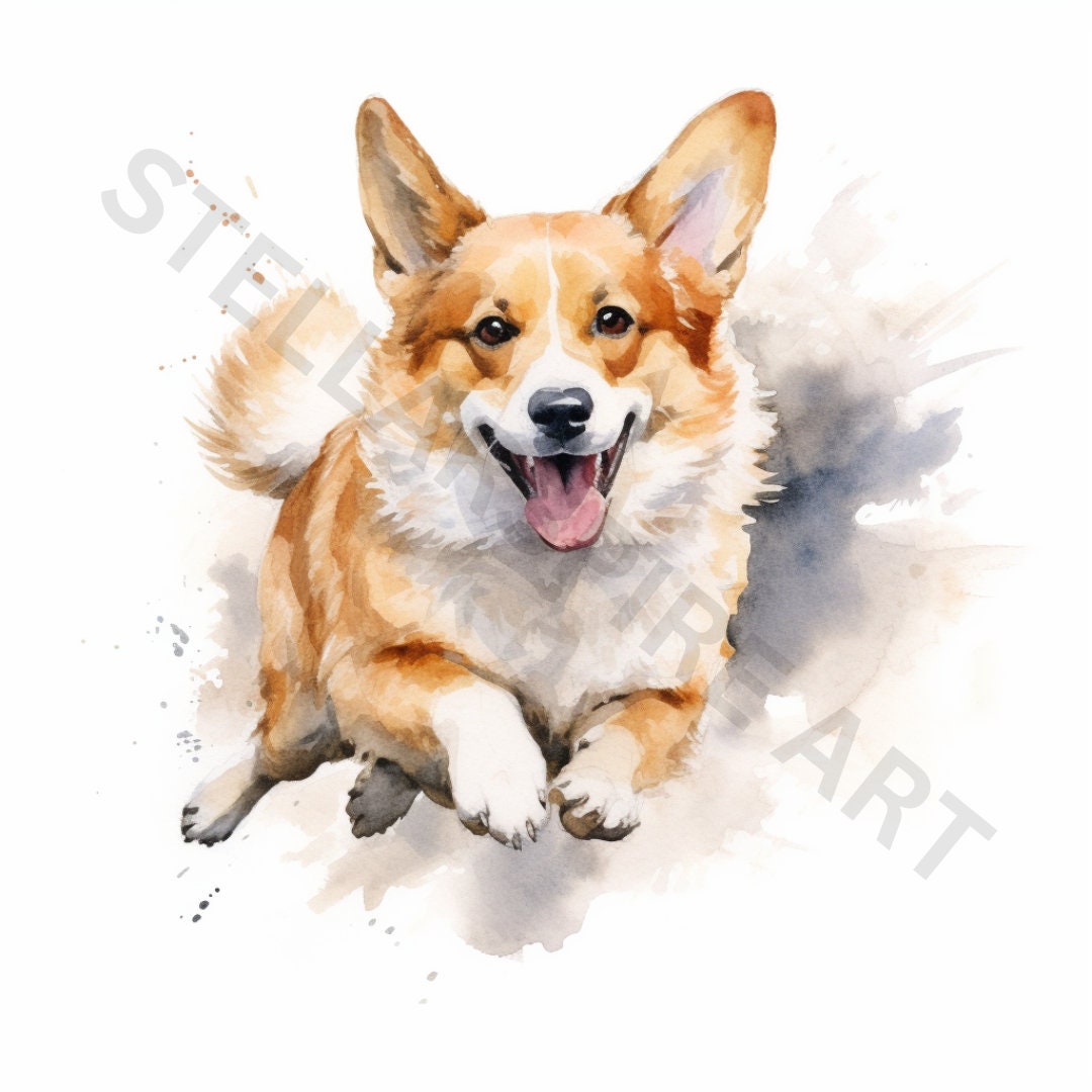 Watercolor Corgi Clipart 8 High Quality Pngs Digital - Etsy