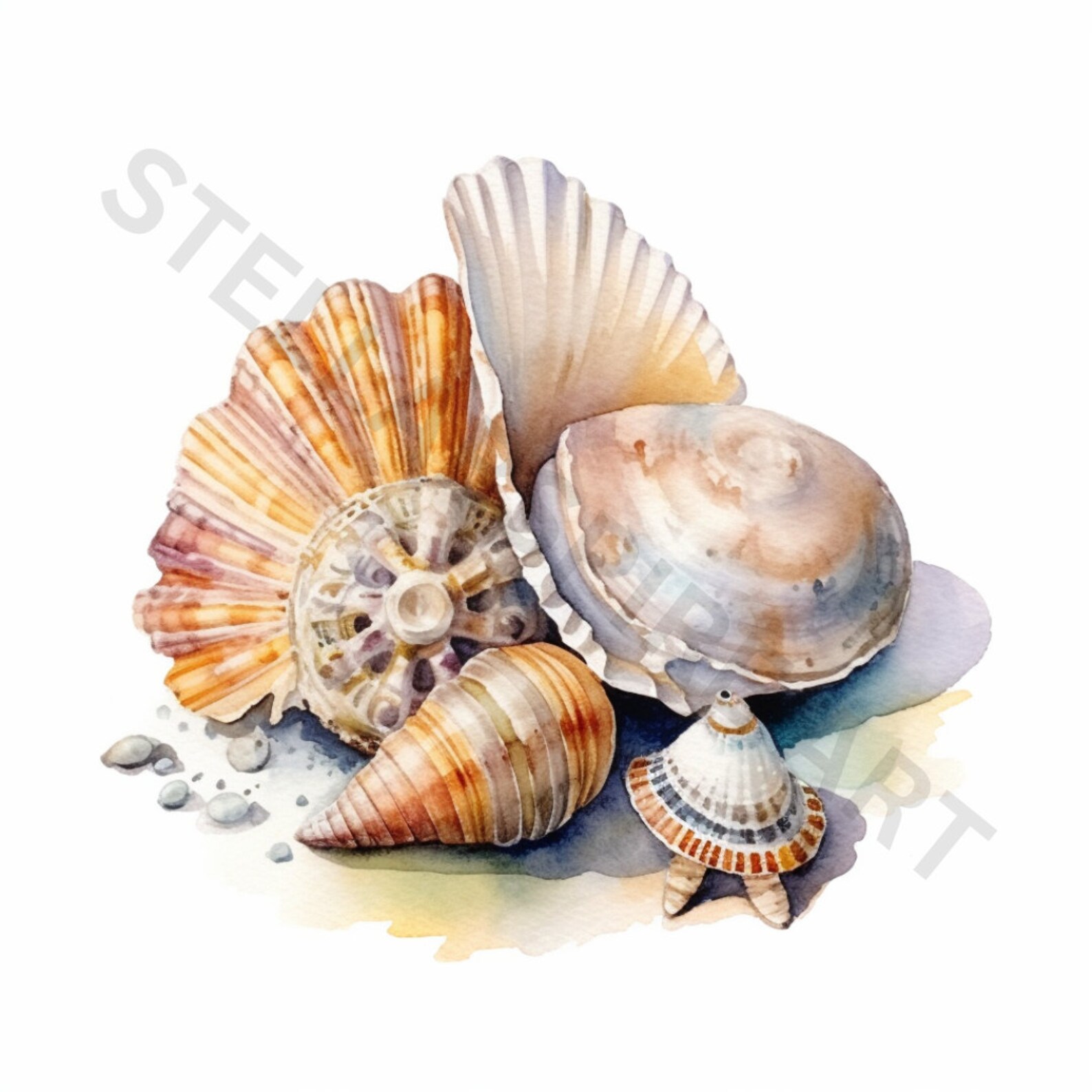 Watercolor Seashells Clipart - 8 High Quality Pngs - Digital Download ...