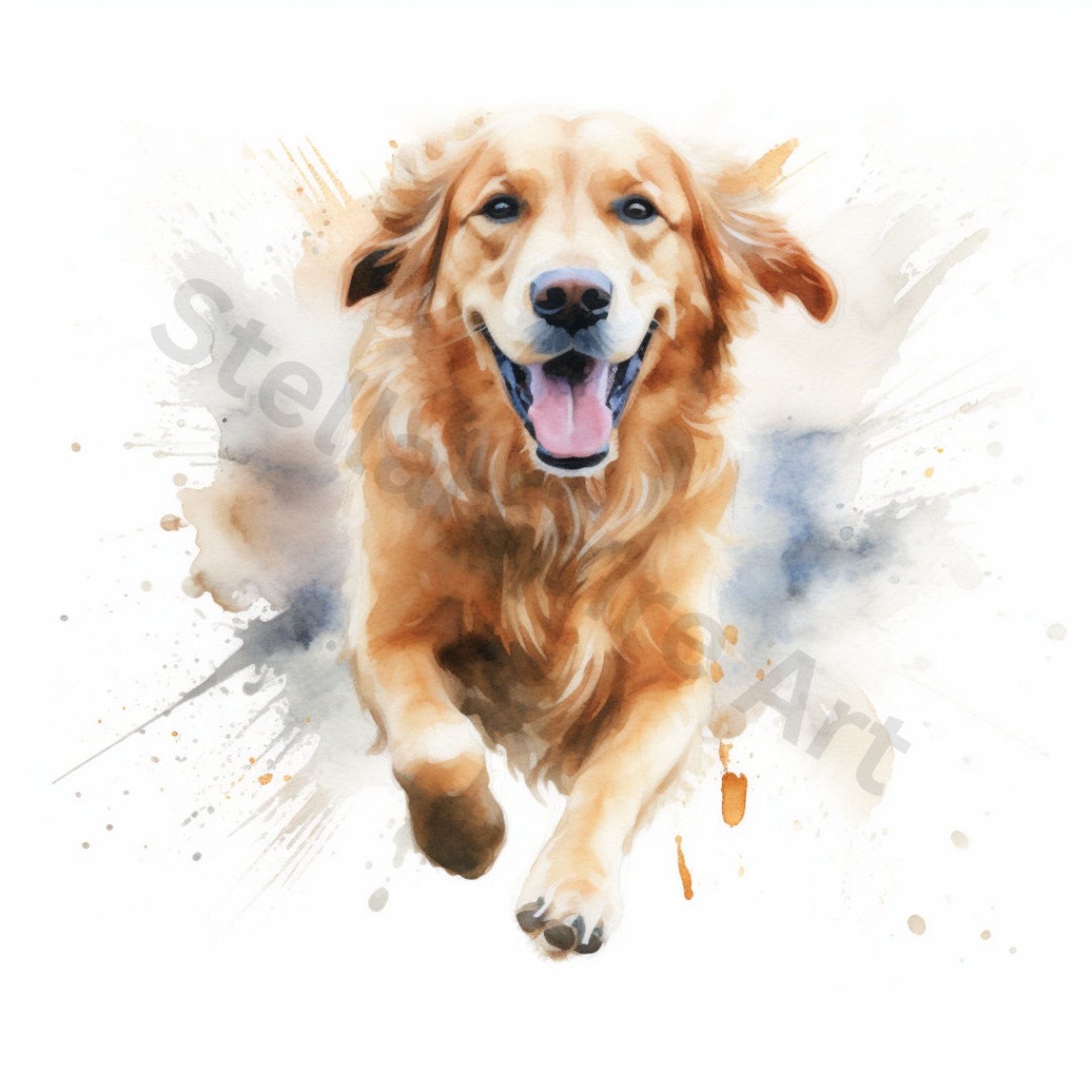 Watercolor Golden Retriever Clipart - 8 High Quality Pngs - Digital ...
