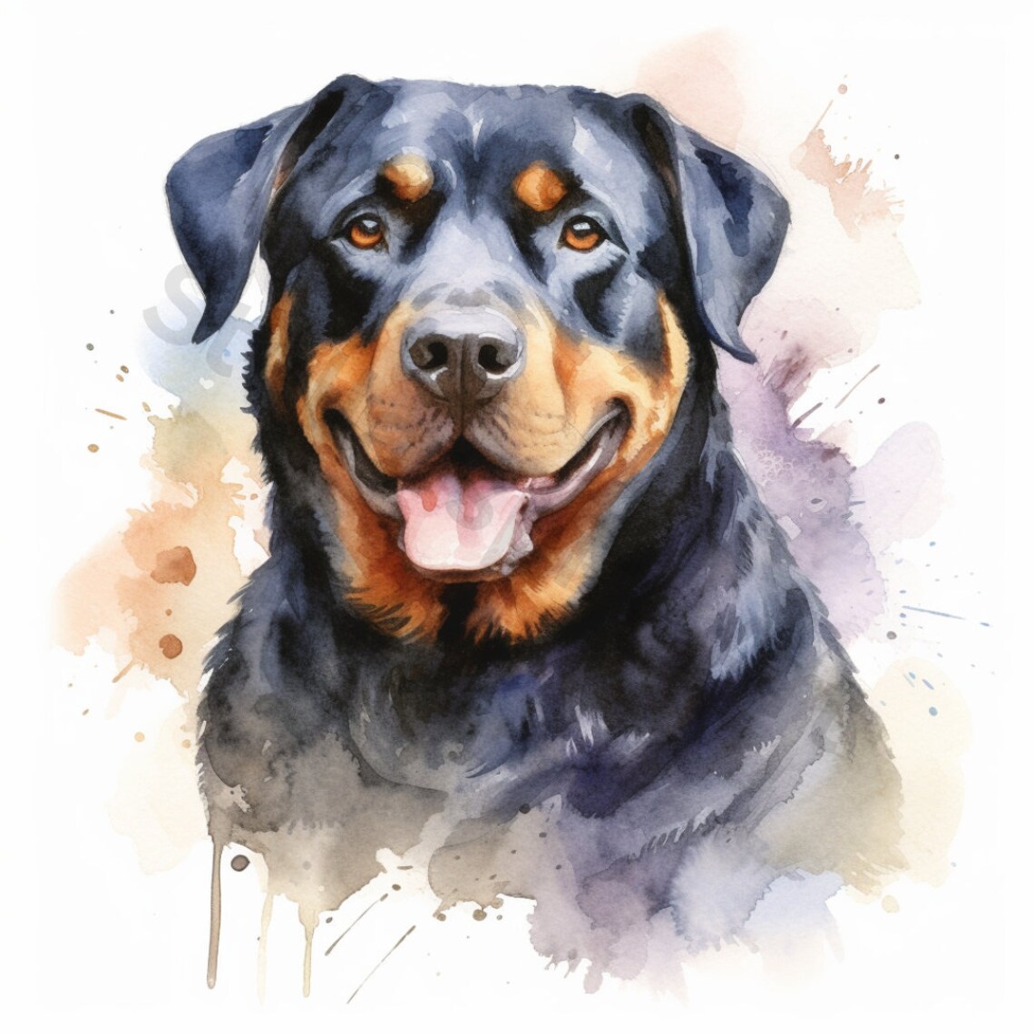 Watercolor Rottweiler Clipart 8 High Quality Pngs Digital Download for ...
