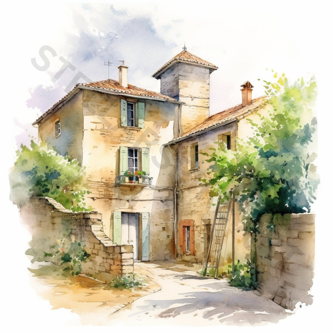 Watercolor Old French Town Clipart - 8 High Quality Pngs - Digital ...