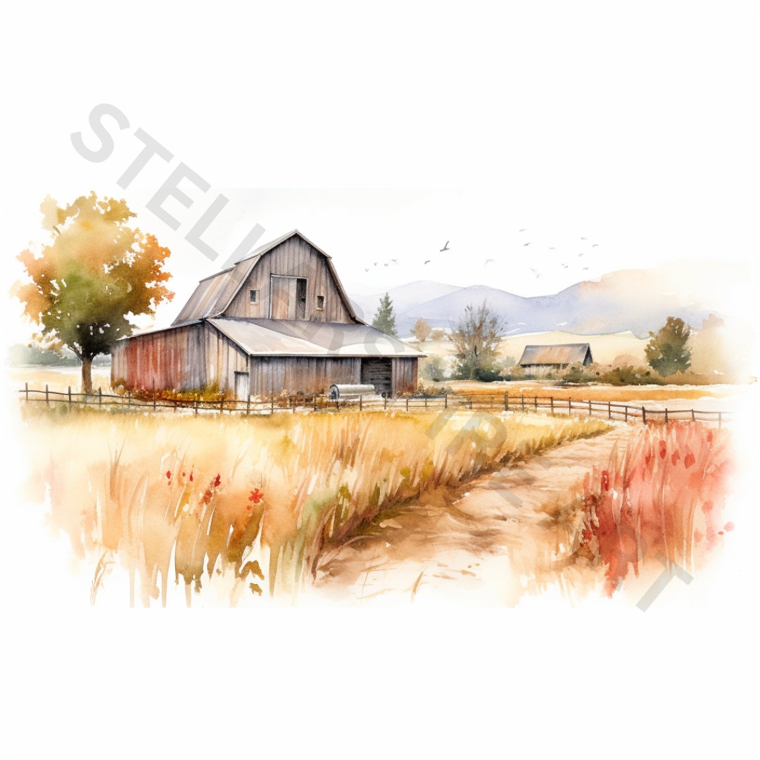 Watercolor Barn Clipart - 8 High Quality Pngs - Digital Download - for ...