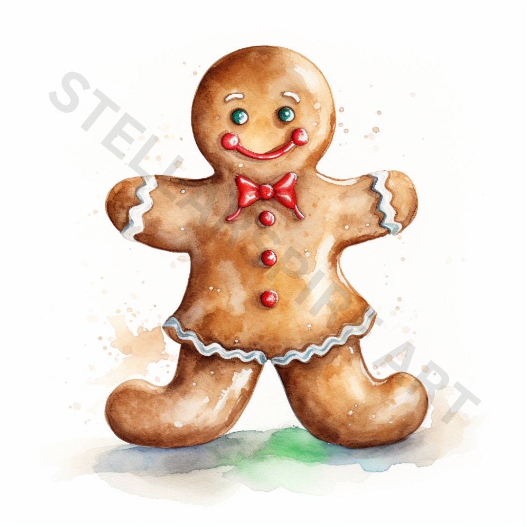 Watercolor Gingerbread Man- 8 High Quality Pngs - Digital Download ...