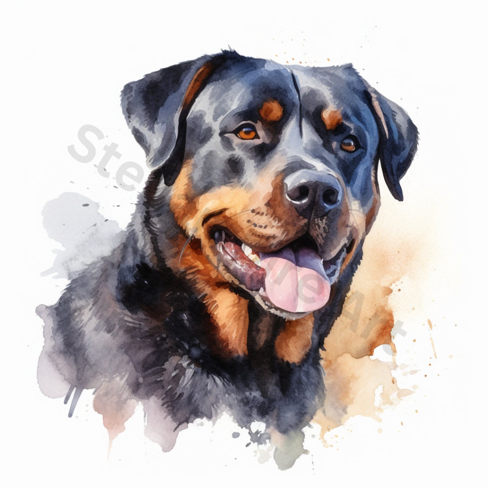 Watercolor Rottweiler Clipart 8 High Quality Pngs Digital Download for ...
