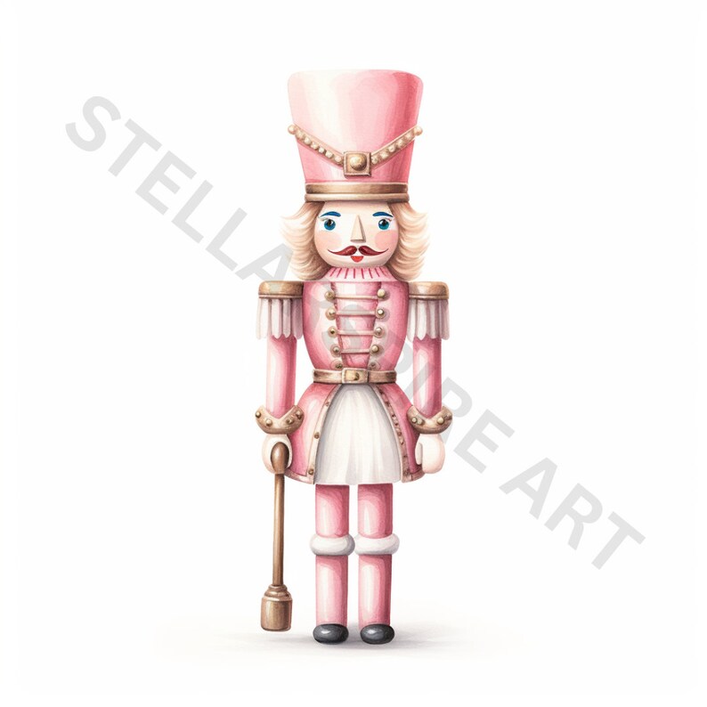 Watercolor Pink Christmas Nutcracker Clipart - 8 High Quality Pngs ...