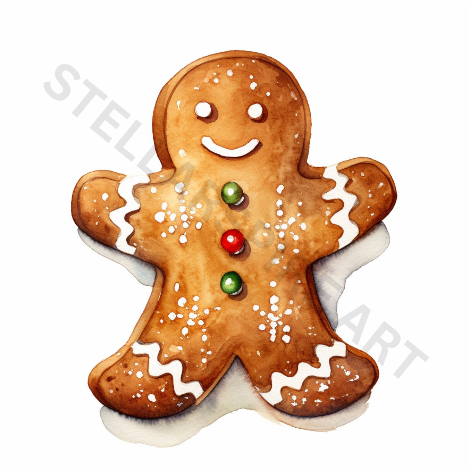 Watercolor Gingerbread Man- 8 High Quality Pngs - Digital Download ...