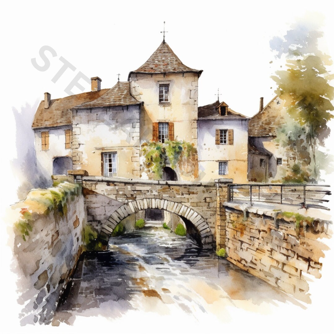 Watercolor Old French Town Clipart - 8 High Quality Pngs - Digital ...