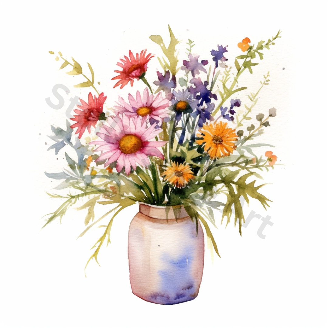 Watercolor Wildflowers Clipart - 8 High Quality Pngs - Digital Download ...