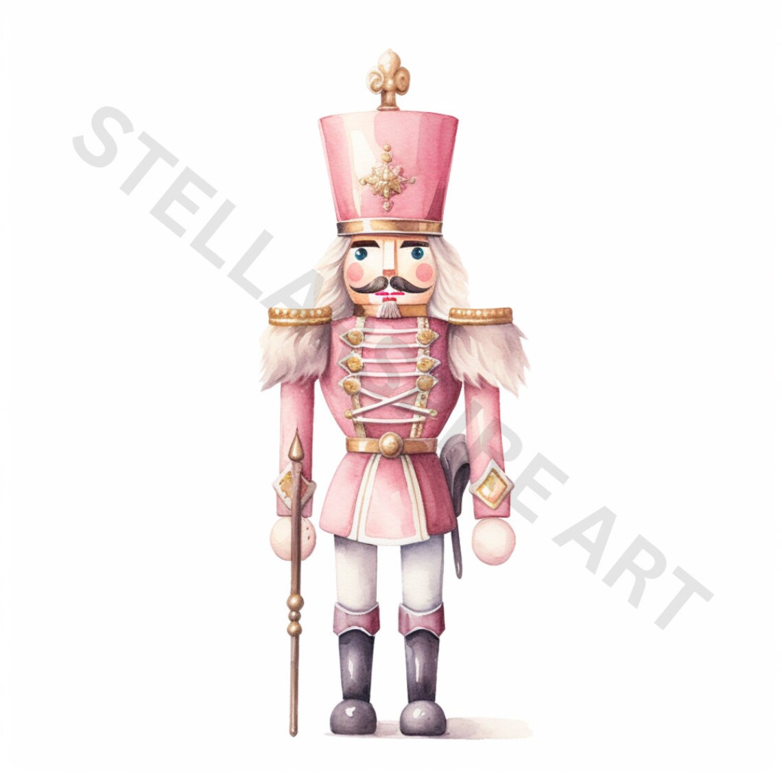 Watercolor Pink Christmas Nutcracker Clipart - 8 High Quality Pngs ...