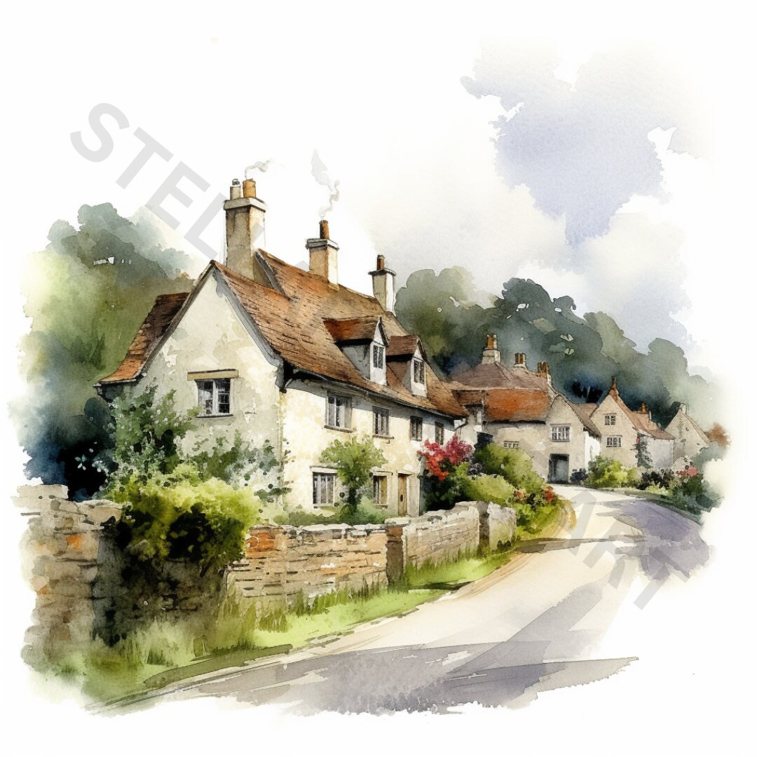 Watercolor Old English Town Clipart - 8 High Quality Pngs - Digital ...