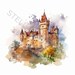 Watercolor Medieval Castle Clipart - 8 High Quality Pngs - Digital ...