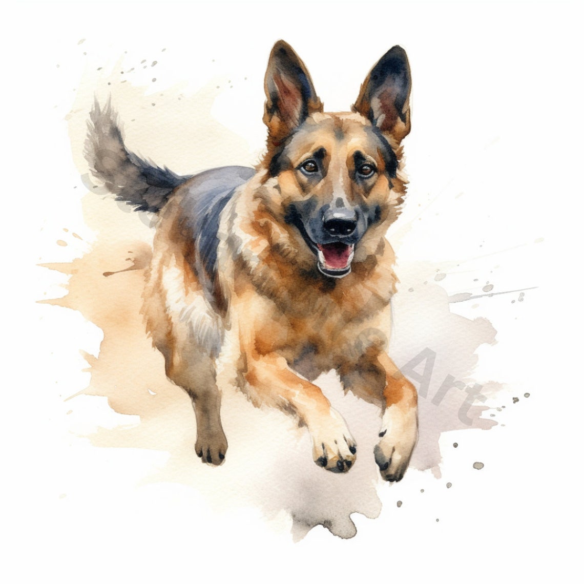 Watercolor German Shepherd Clipart - 8 High Quality Pngs - Digital ...