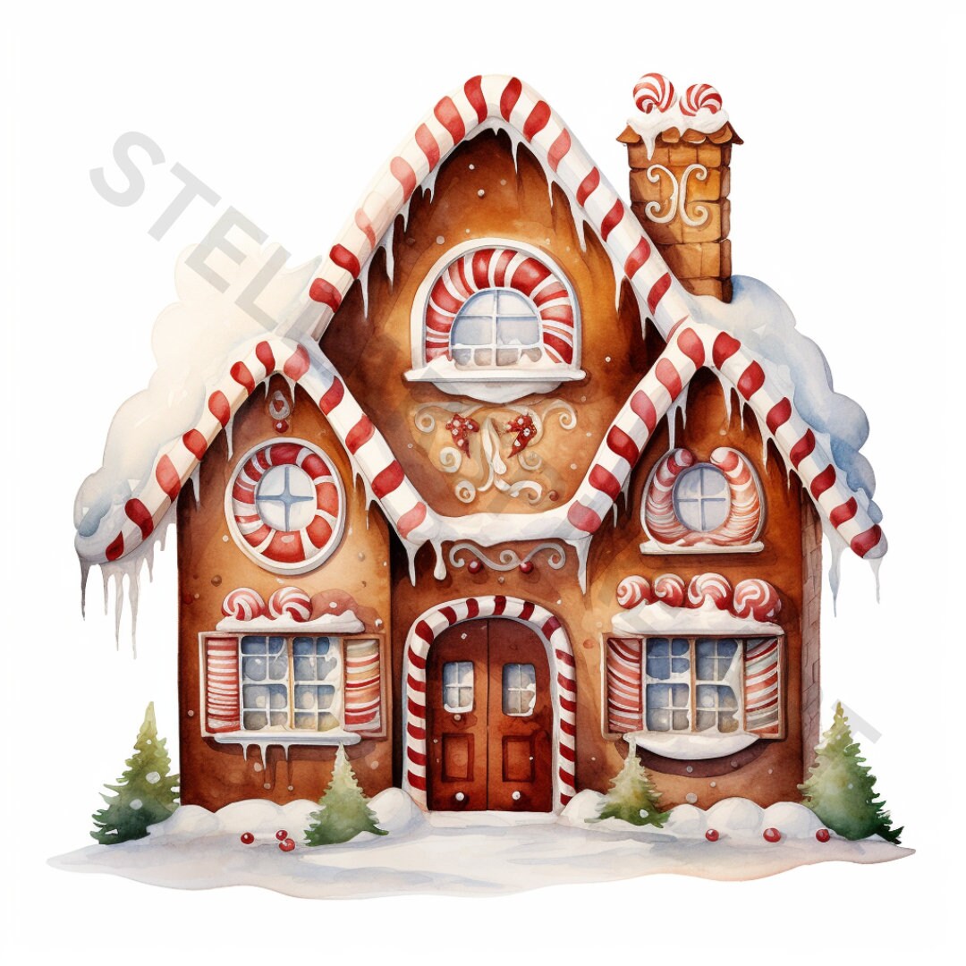 Watercolor Gingerbread House - 8 High Quality Pngs - Digital Download ...