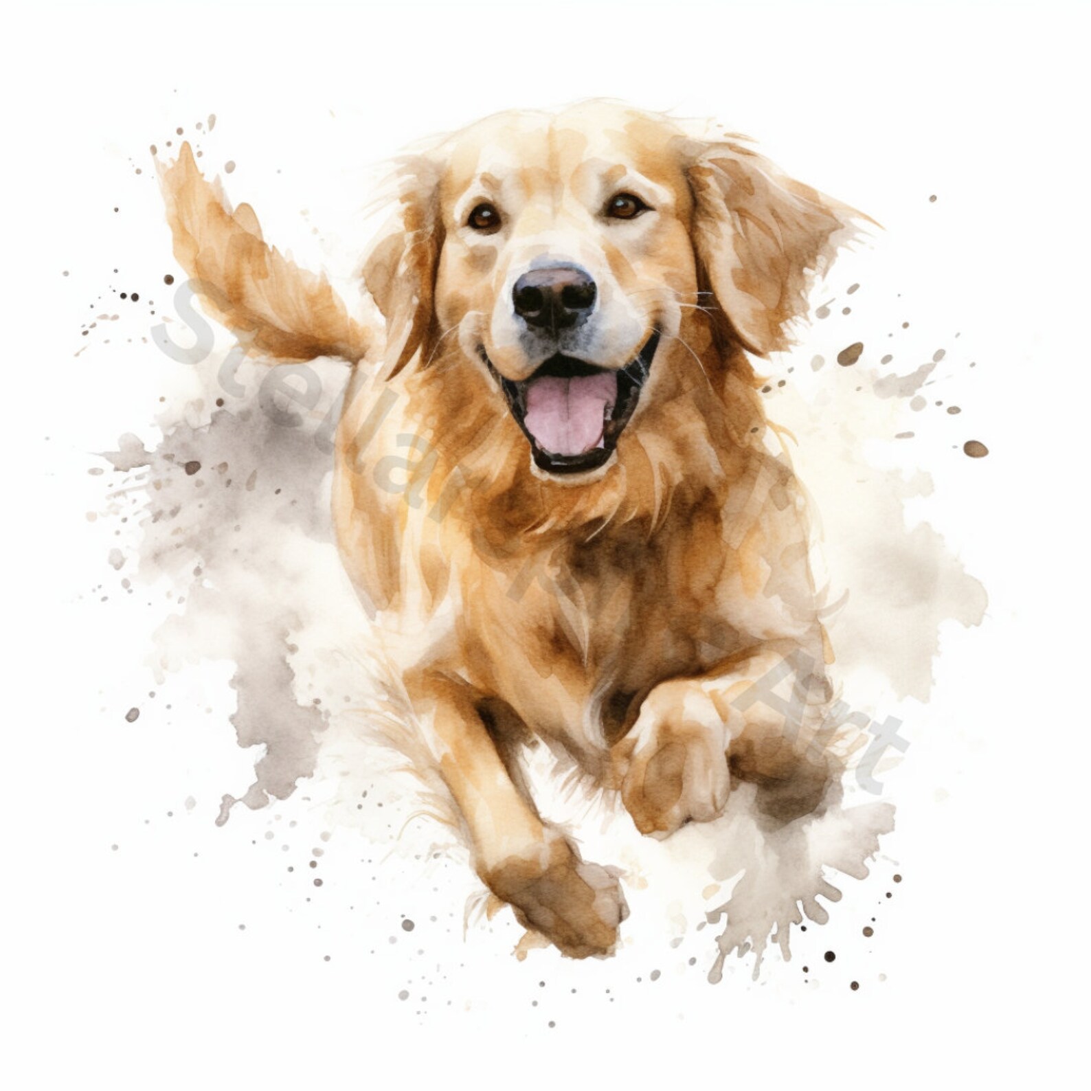 Watercolor Golden Retriever Clipart - 8 High Quality Pngs - Digital ...