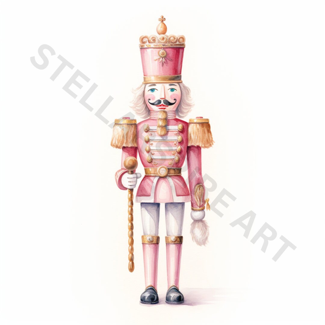 Watercolor Pink Christmas Nutcracker Clipart - 8 High Quality Pngs ...