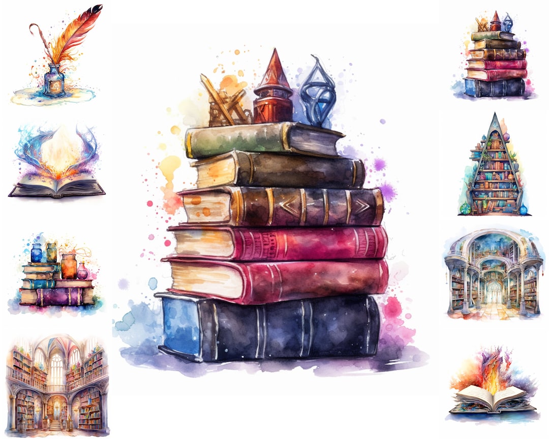 Watercolor Fantasy Magical Books - *16* High Quality Pngs - Digital ...