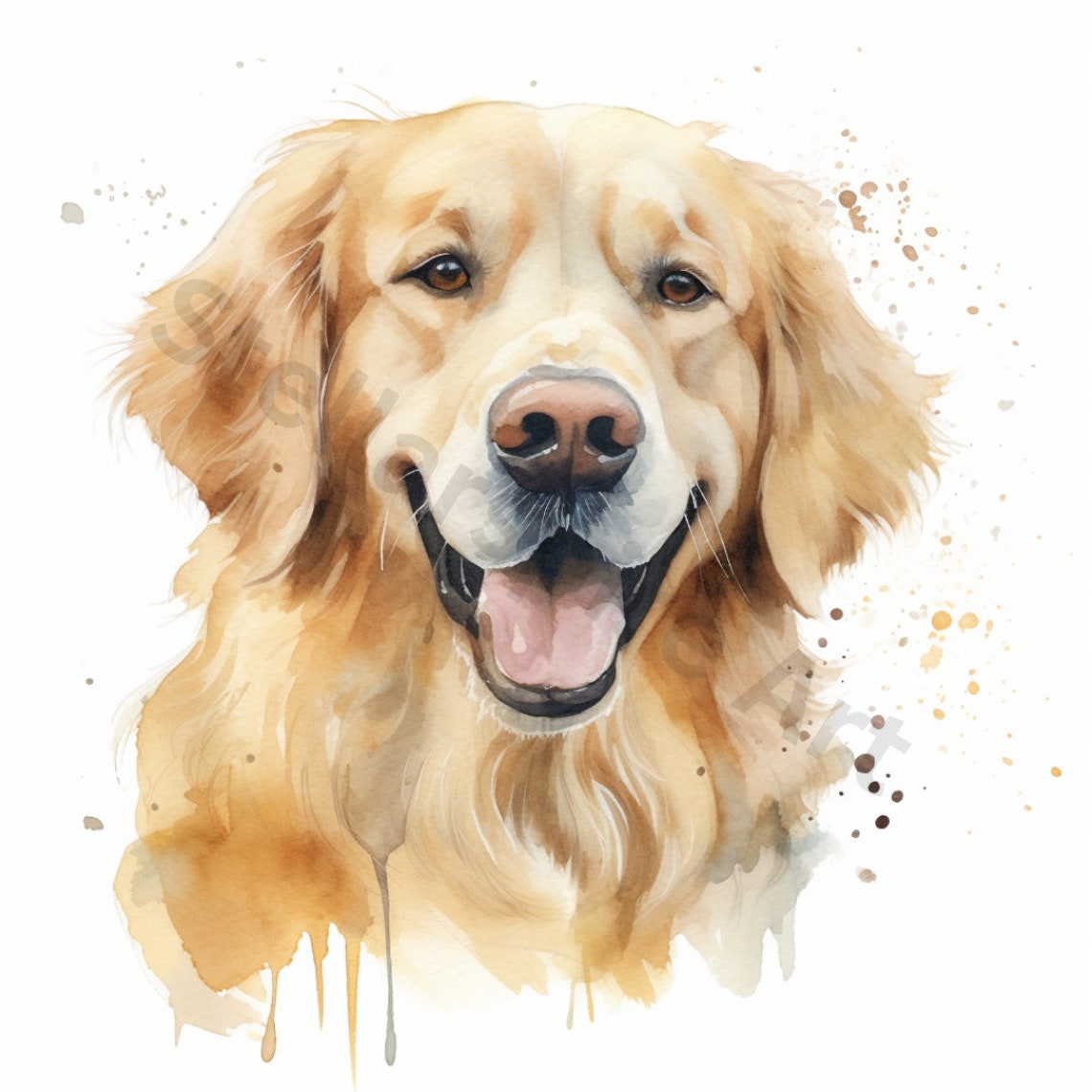 Watercolor Golden Retriever Clipart - 8 High Quality Pngs - Digital ...